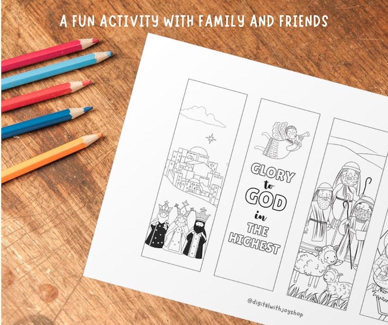 8 Nativity Coloring Bookmarks, Christmas Gift for Kids and Family ...