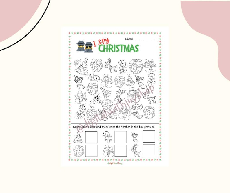 4 I Spy Christmas Worksheets, Printable Christmas Activity for Kids, I ...