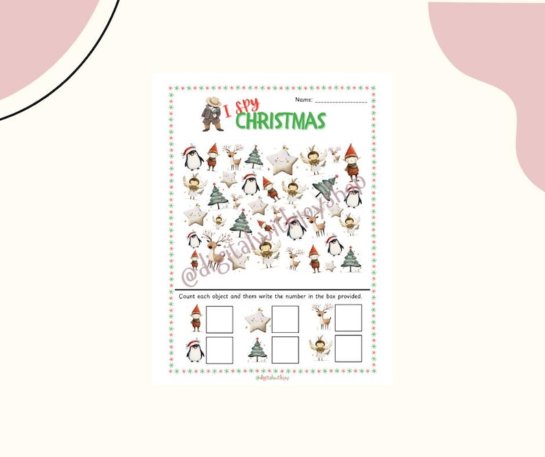 4 I Spy Christmas Worksheets, Printable Christmas Activity for Kids, I ...