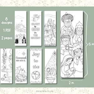 8 Nativity Coloring Bookmarks, Christmas Gift for Kids and Family ...