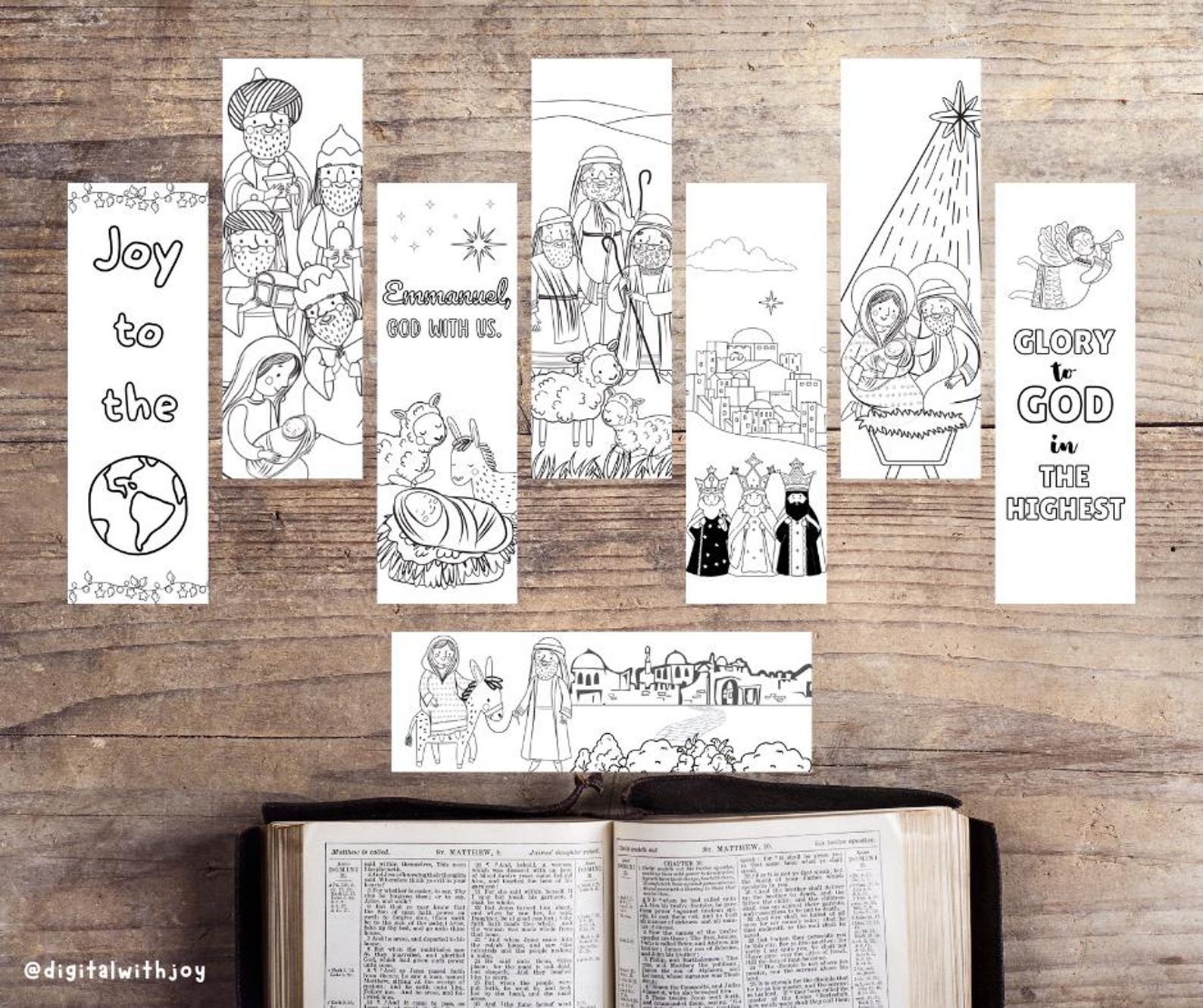 8 Nativity Coloring Bookmarks, Christmas Gift for Kids and Family ...