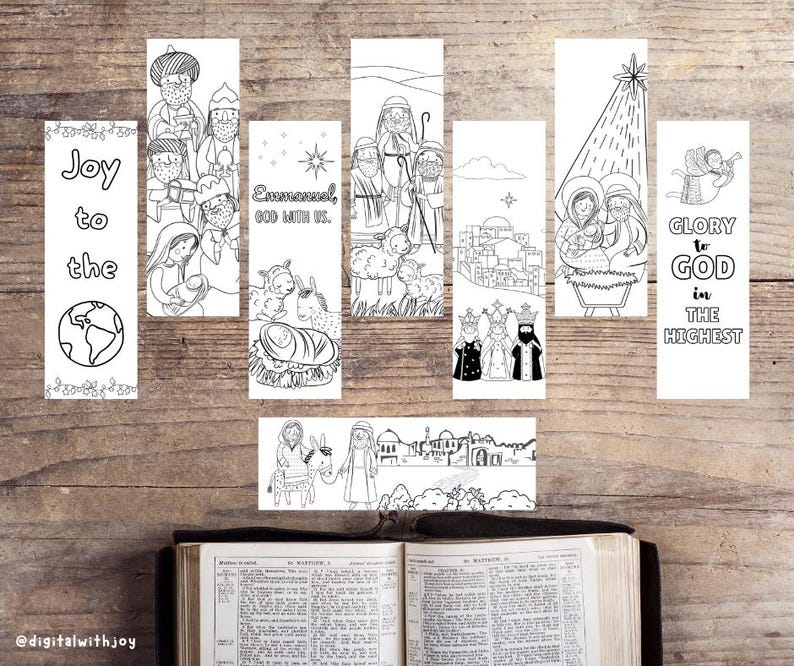 8 Nativity Coloring Bookmarks, Christmas Gift for Kids and Family ...