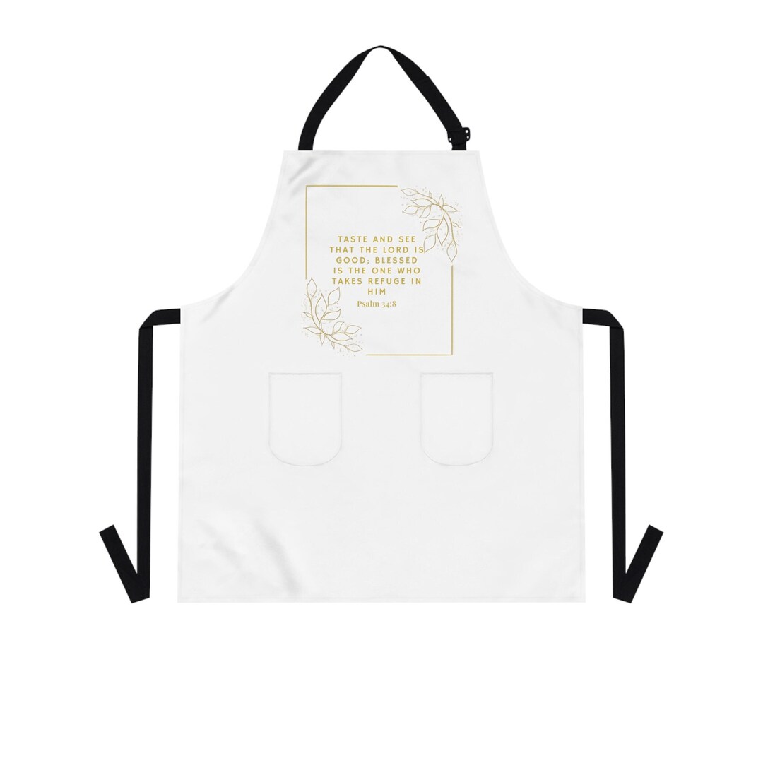 Apron Psalm 34; Bible Verse, Bible Apron, Apron With Pockets, Cooking ...
