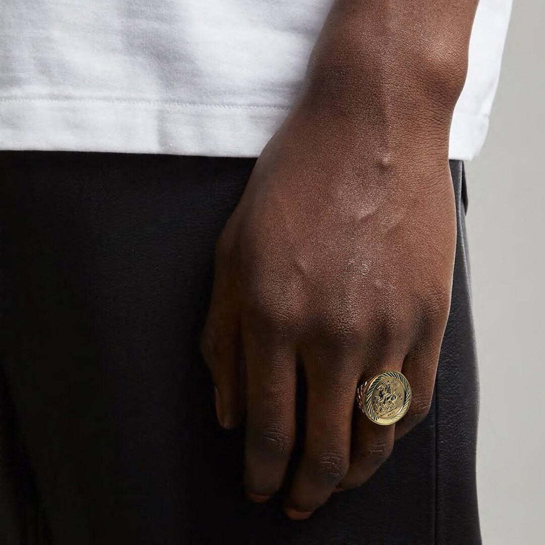 Ruuby Studios Saint George Classic Sovereign Signet Ring Gold Sterling ...