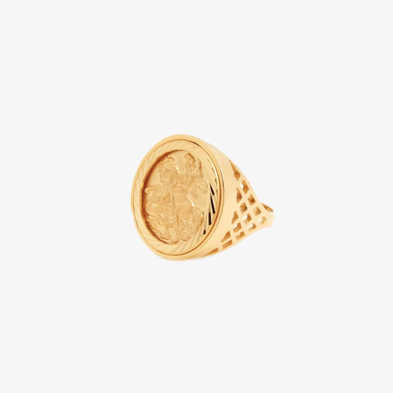 Ruuby Studios Saint George Classic Sovereign Signet Ring Gold Sterling ...