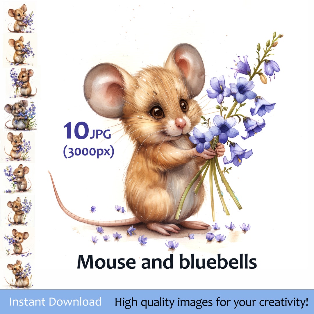 Watercolor Clipart Bundle Mice, Happy and Funny, Gypsy Mouse Clipart ...