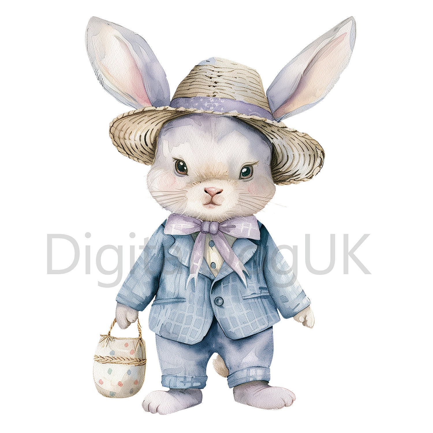 Easter Bunny Clipart, Easter Rabbit Illustration Bundle in Pastel ...