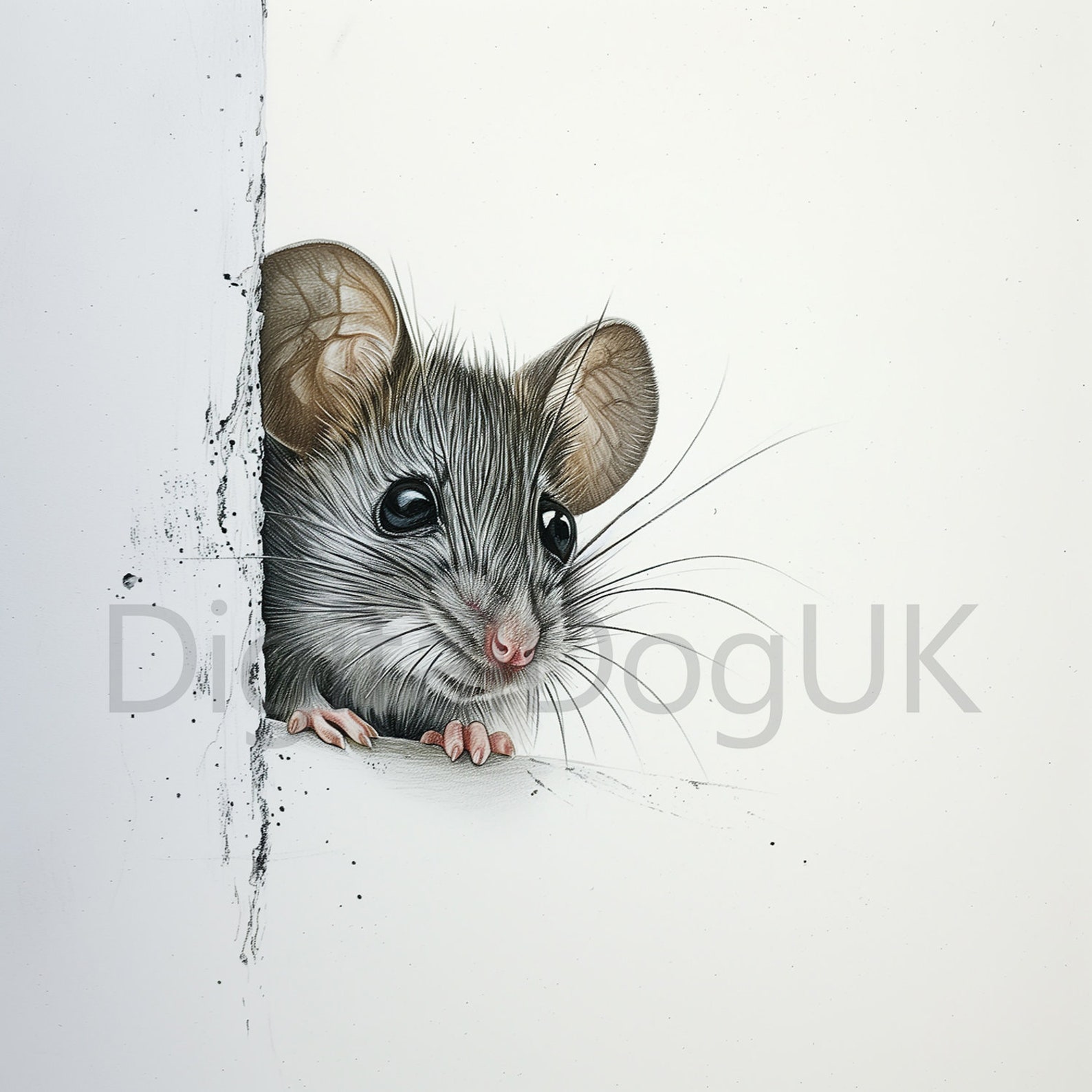 Curious Mouse Wall Art, Mice Watercolor Clipart Set, 5 JPG Images ...