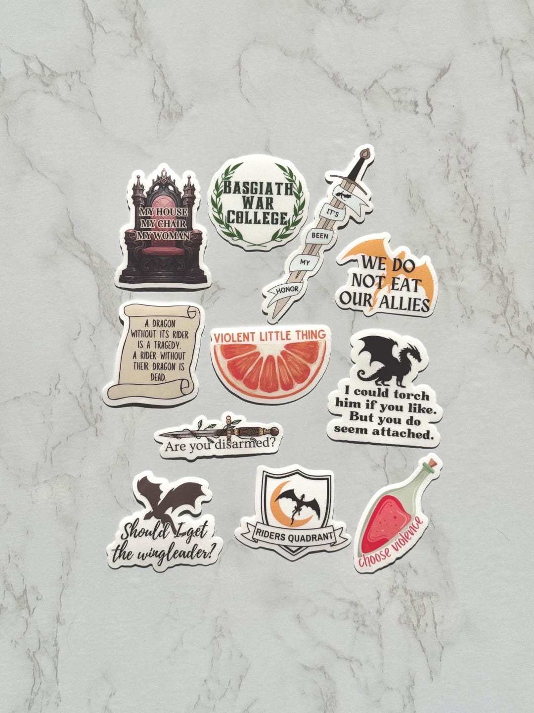 Fourth Wing Inspired Sticker Pack: Basgiath War College, Empyrean ...