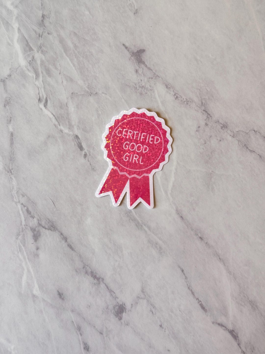 Certified Good Girl Holographic Sticker: Pink Ribbon Decal - Etsy