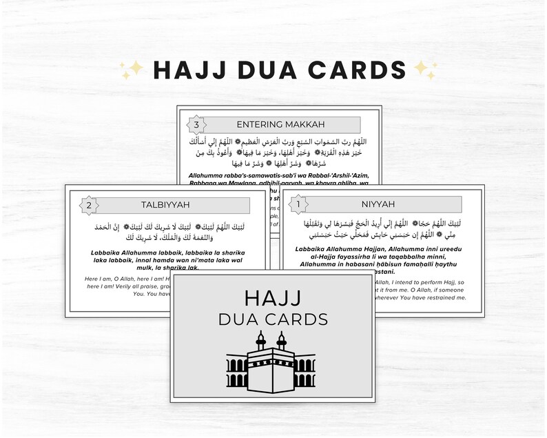 Hajj Dua Cards, Hajj Duas Printable Cards, Hajj Flashcards, Prayer ...
