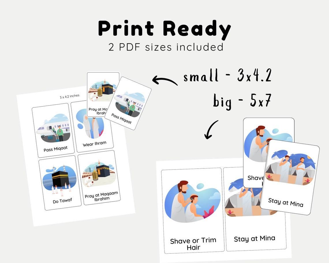 Hajj Rituals Flashcards, Step by Step Hajj Cards, Hajj Journey for Kids ...