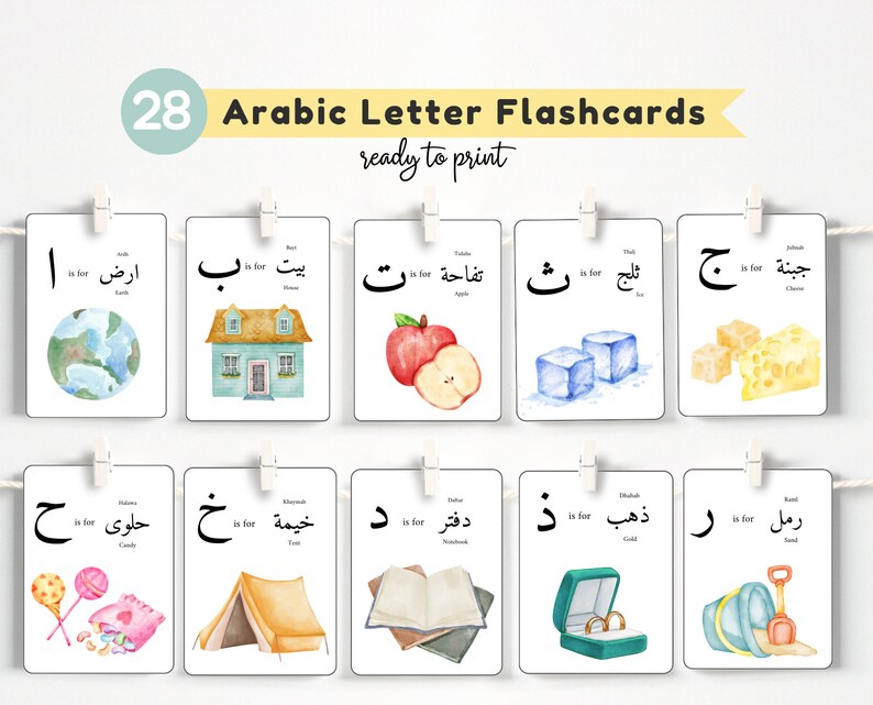 Arabic Alphabet Cards Arabic Alphabet Learning Arabic Letter Cards ...