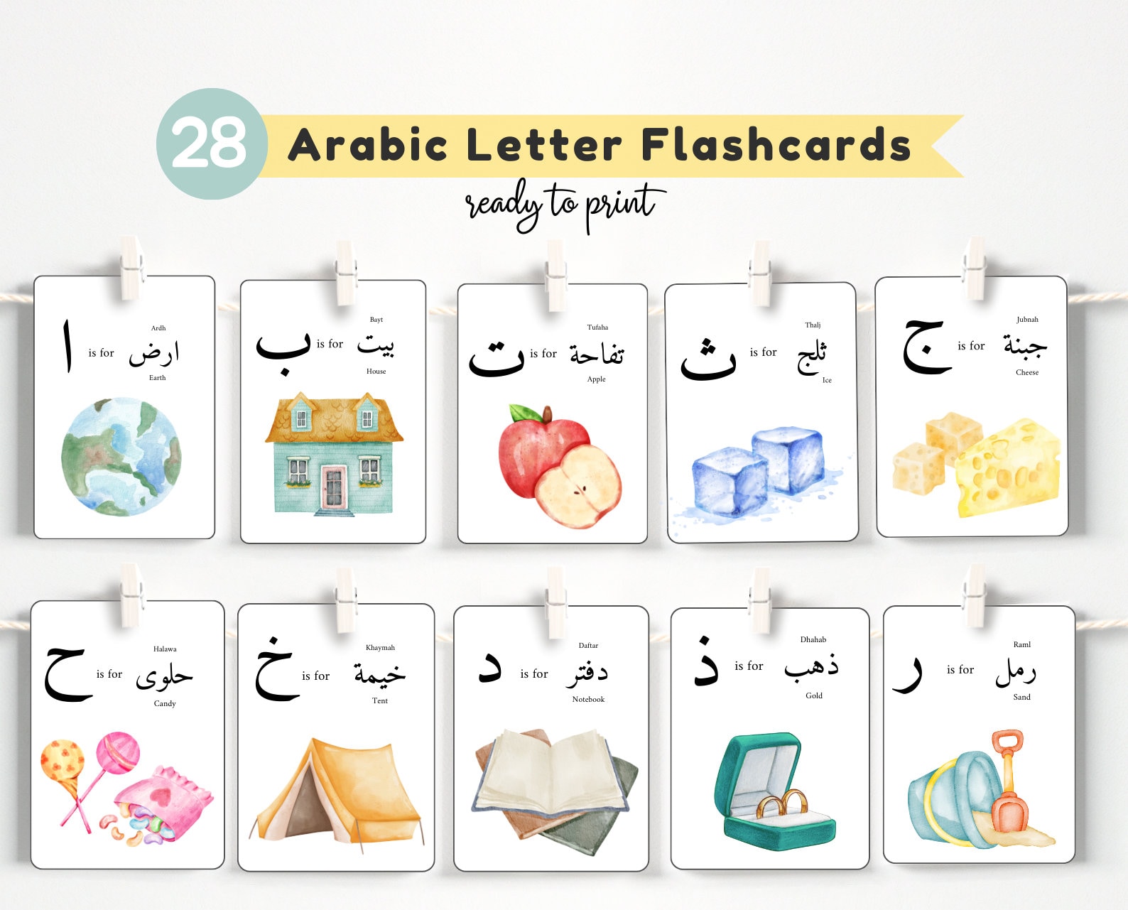 Arabic Alphabet Cards Arabic Alphabet Learning Arabic Letter Cards ...