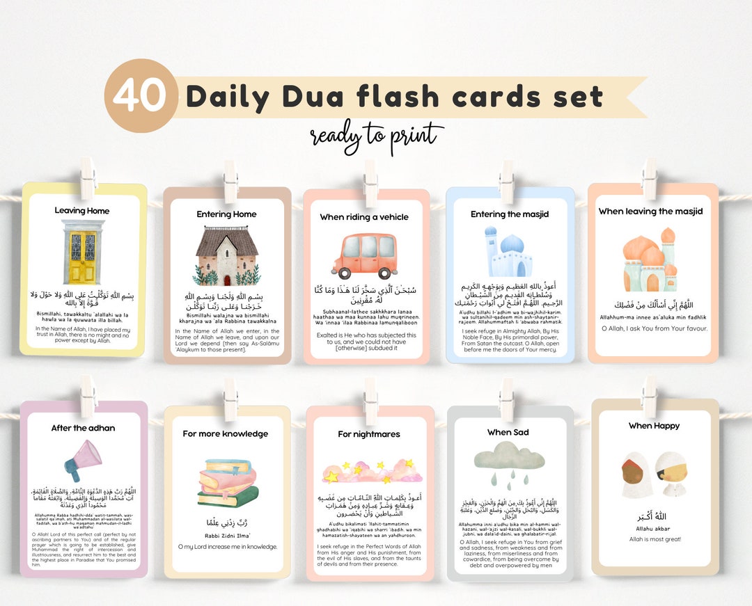 Kids Dua Cards, Islamic Kids Printables, Duas for Kids, Children Dua ...