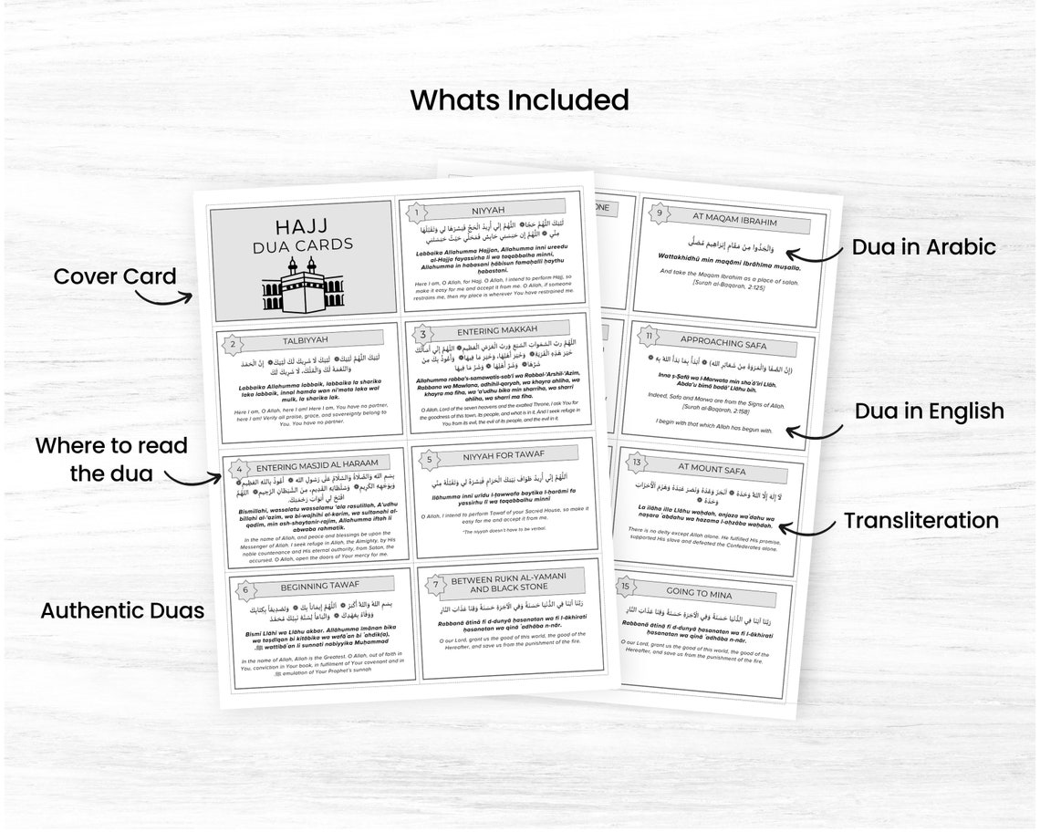 Hajj Dua Cards, Islamic Prayer Flashcards (printable PDF) - Etsy