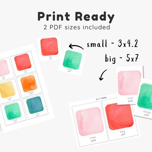 Arabic Colors Flashcards, Watercolor Learning Cards (digital Download ...