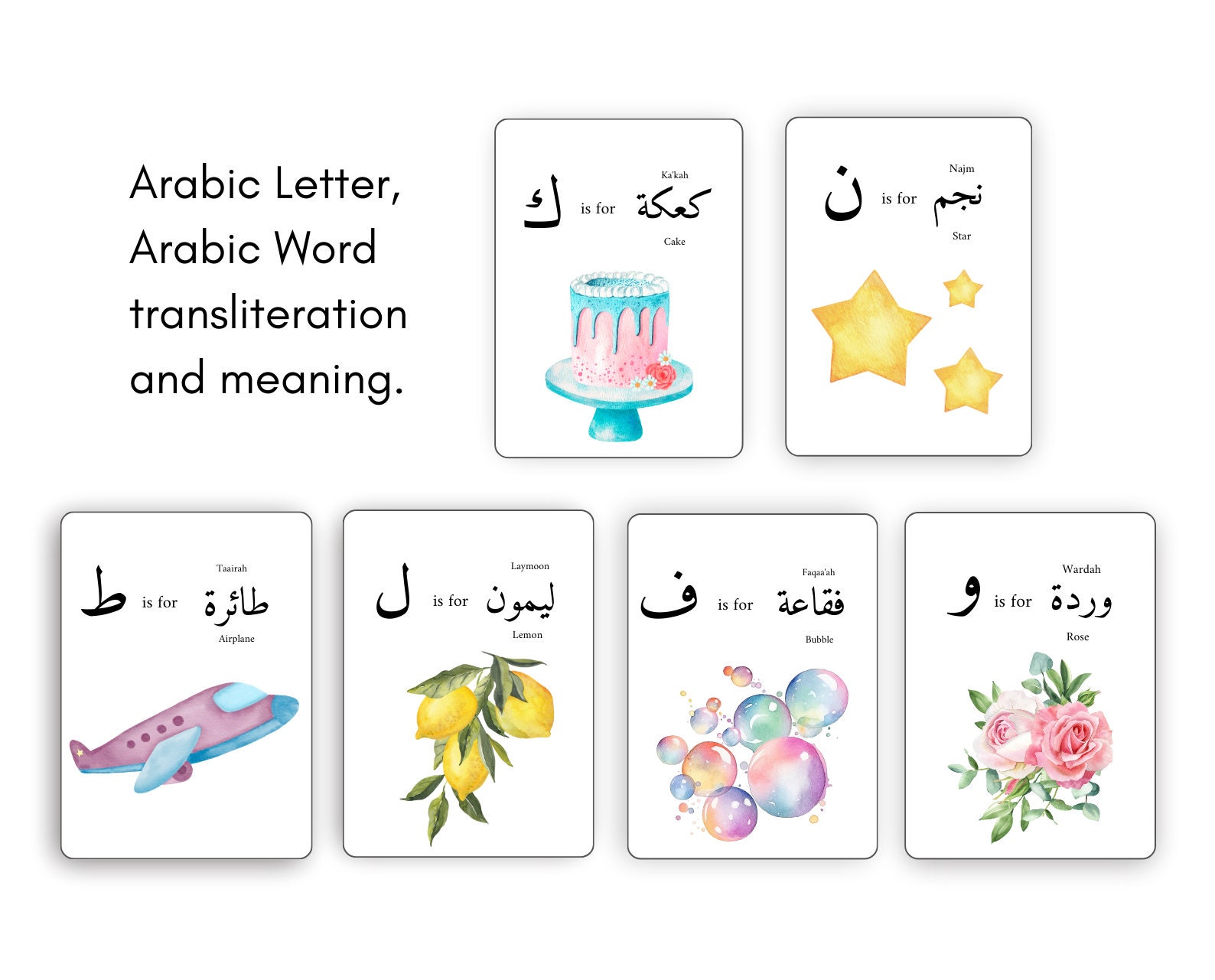 Arabic Alphabet Cards Arabic Alphabet Learning Arabic Letter Cards ...
