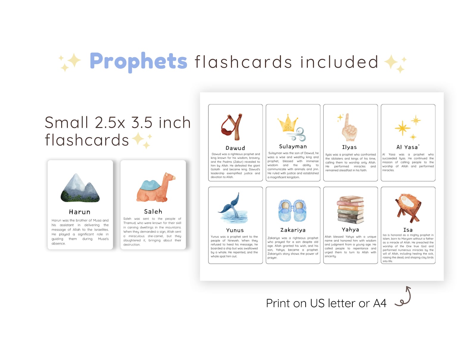 25 Prophets in the Quran & Islam. Islamic Printable and Digital Cards ...