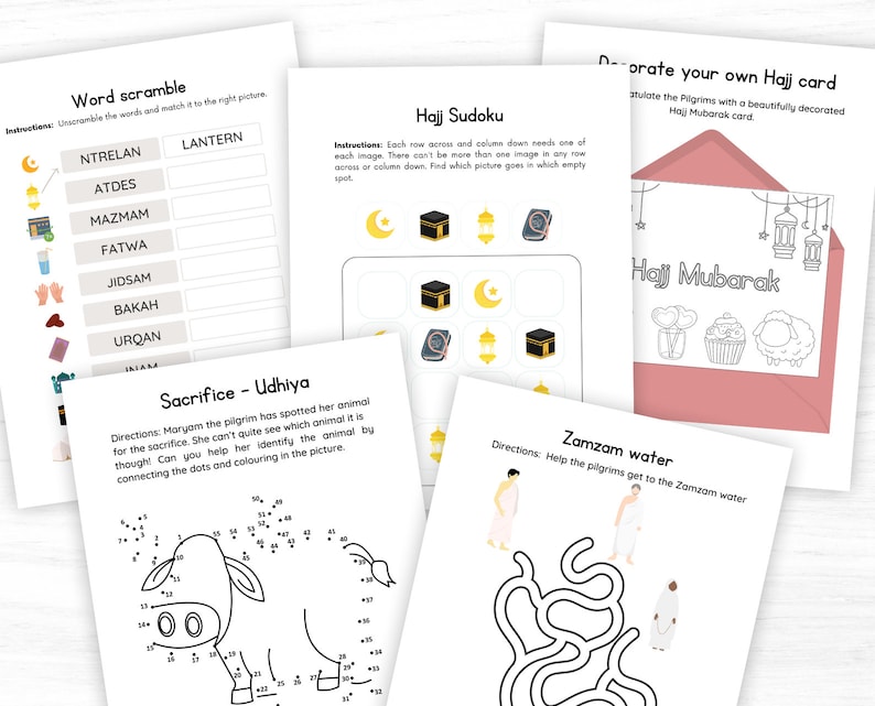 Hajj Activity Booklet for Kids I I Eid Ul-adha I Five Pillars of Islam ...