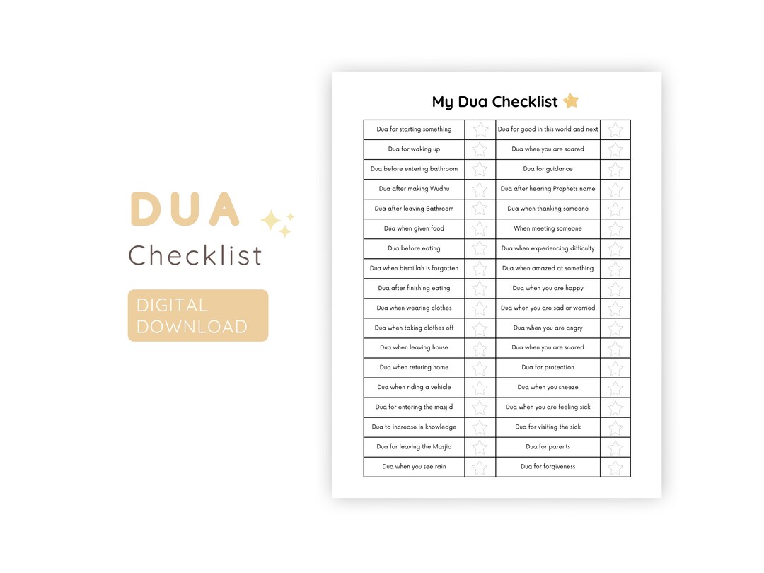 Dua Checklist for Kids - Etsy