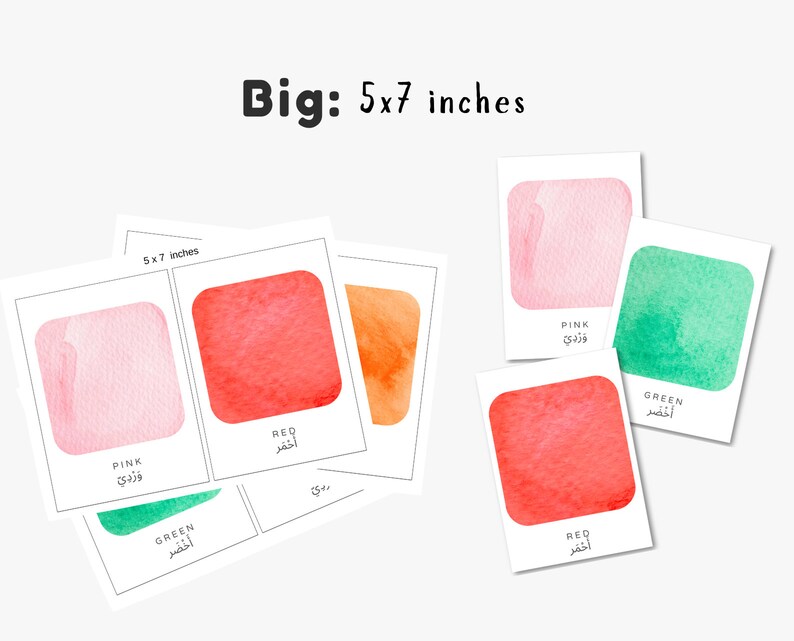 Arabic Colors Flashcards, Watercolor Learning Cards (digital Download ...