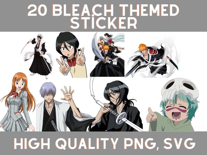 Bleach Anime Characters Sticker Pack 20 Digital Designs PNG & SVG - Etsy