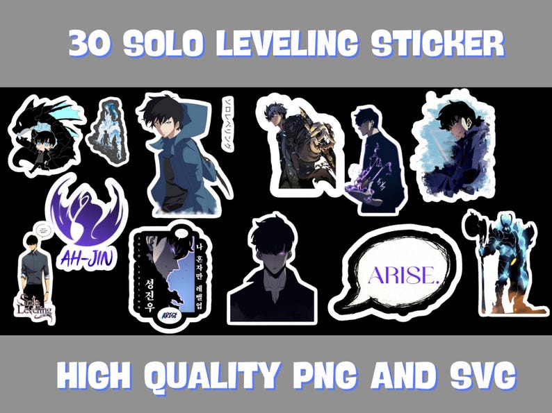 Solo Leveling Stickers Digital Download Printable Anime-themed PNG ...