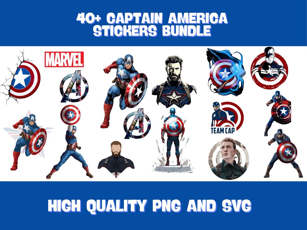 40 Captain America Sticker Pack Printable Superhero Stickers Laptop ...