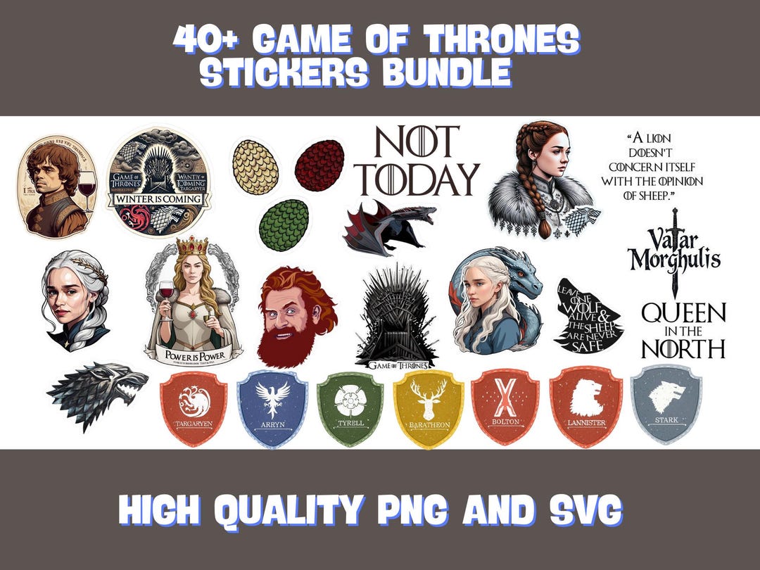 Game of Thrones Digital Stickers | Got PNG & SVG Bundle | Fantasy TV ...