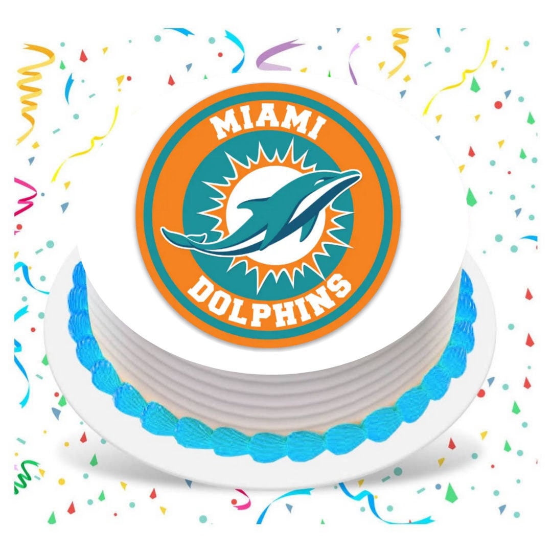 Miami Dolphins Cake Topper, Icing Sheet, Cupcakes Toppers, Football ...