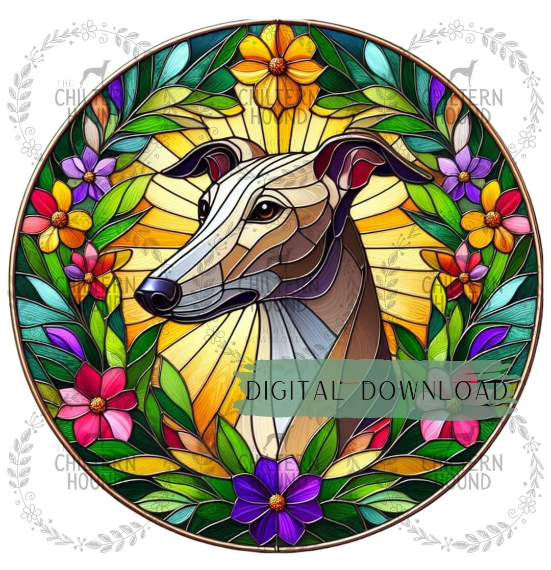 Whippet Digital Download, Whippet Stained Glass Sun Catcher, PNG ...