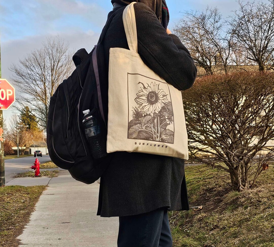 Sunflower Tote Bag, Sunflower Bag, Minimalist Bag, Minimalist Tote Bag ...