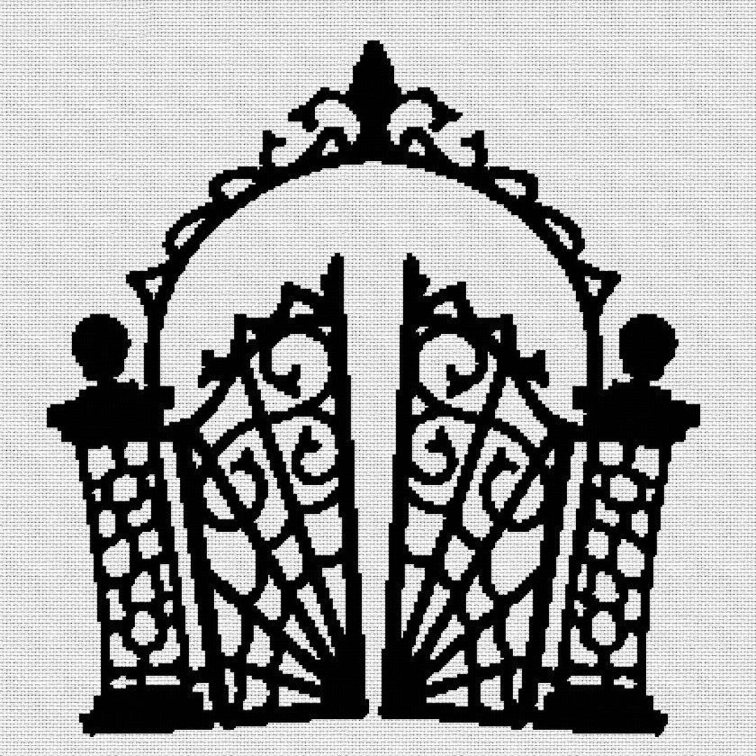 Printable PDF Cross Stitch Pattern. Cemetery Gate. Monochromatic - Etsy