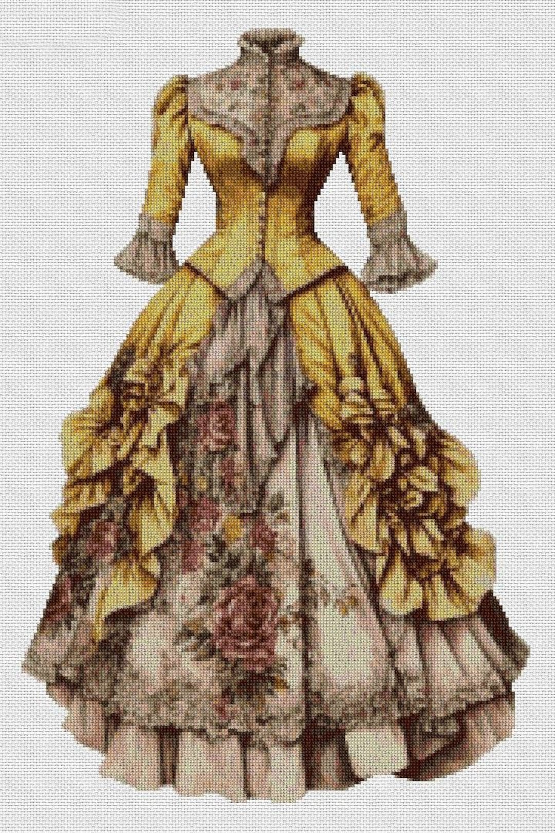 Printable PDF Cross-stitch Pattern. Antique Dress. - Etsy