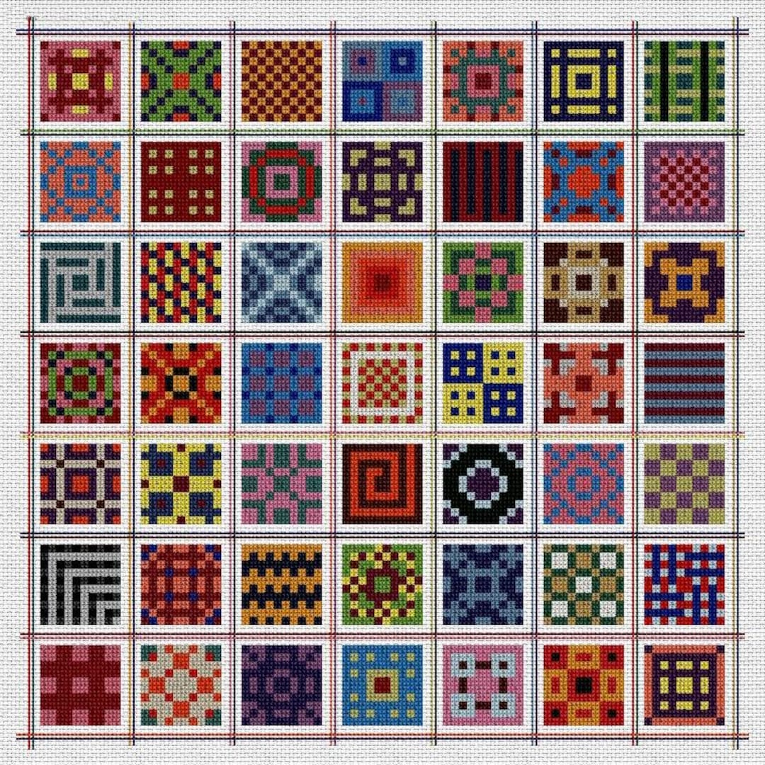 Printable PDF Cross Stitch Pattern. Colorful Geometric Pattern. - Etsy