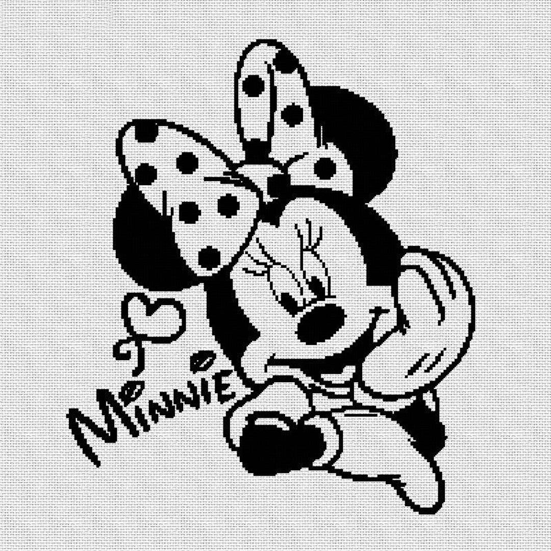 Printable PDF Cross-stitch Pattern. Minnie Mouse. Monochrome - Etsy