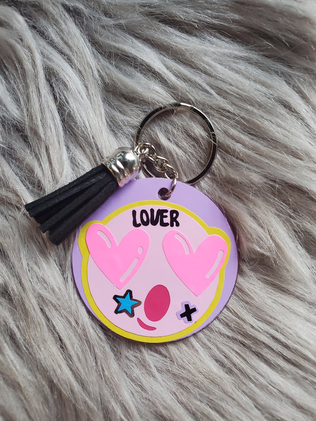 Smiley Emoji Keychain Personalized Custom Keychains Heart Eyes Emoji ...