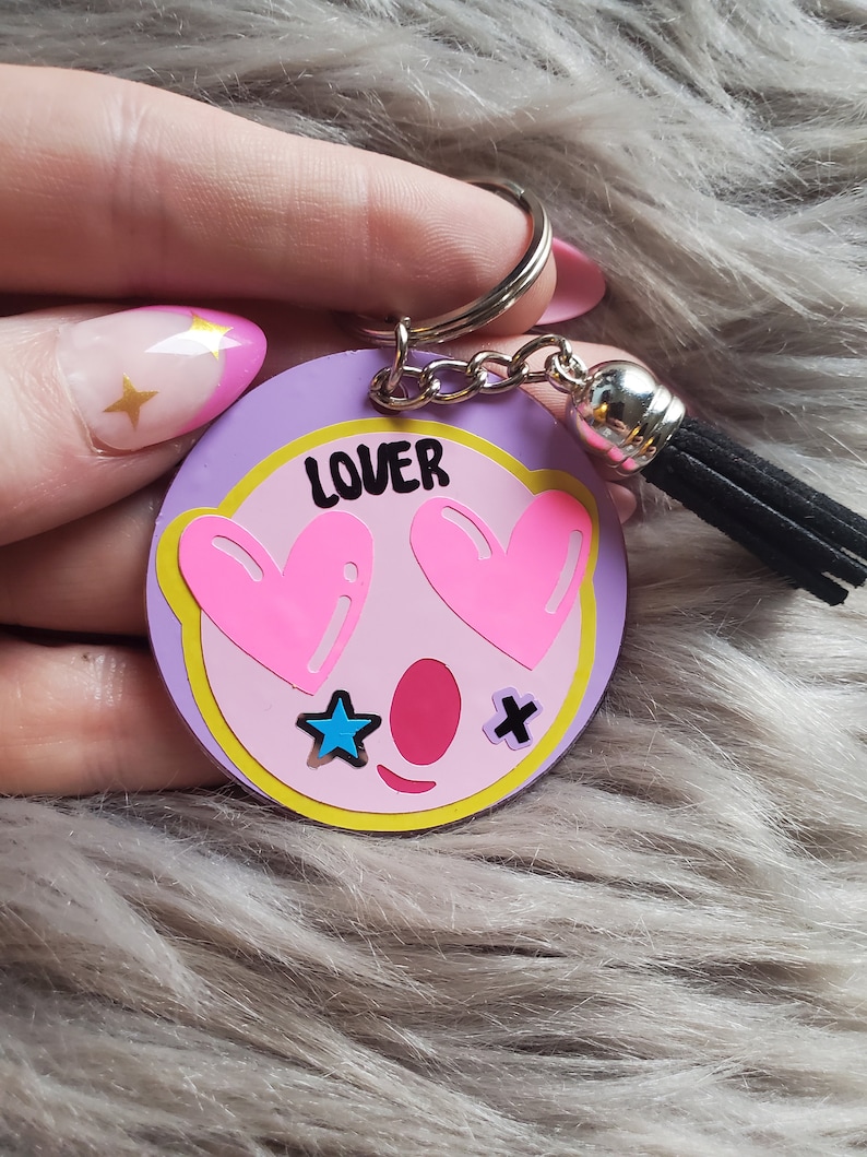 Smiley Emoji Keychain Personalized Custom Keychains Heart Eyes Emoji ...