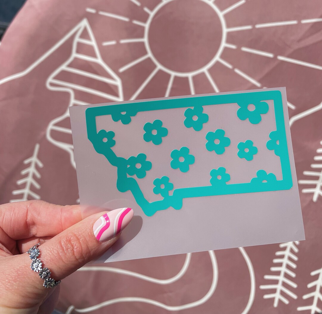 State Outline Flower Power Decal - Montana - Etsy