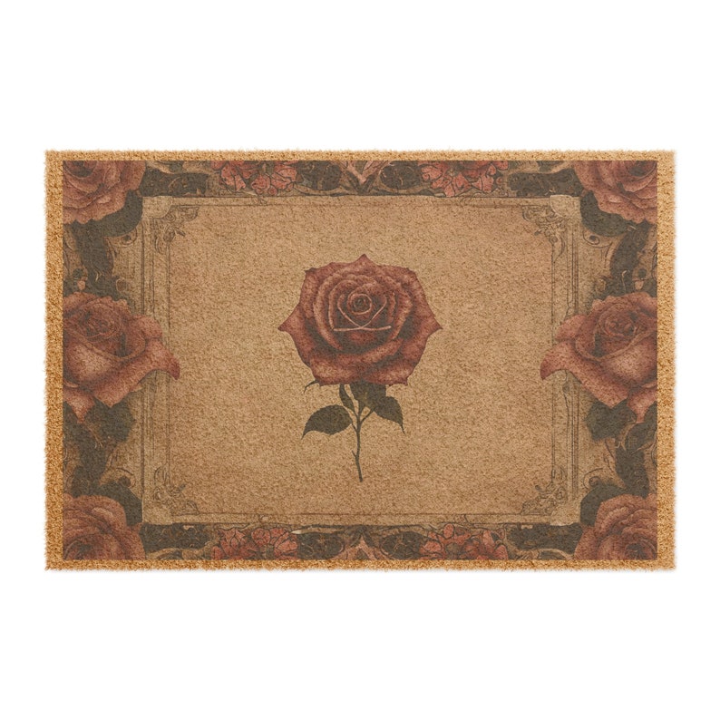 Rose Door Mat Vintage Floral Design, Durable & Decorative Entrance Rug ...