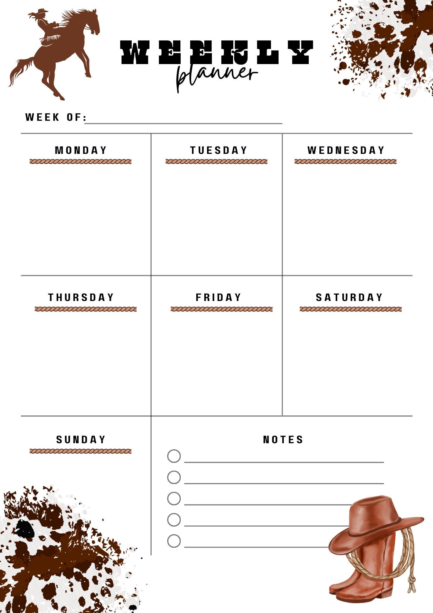Western Weekly Planner Printable - Etsy