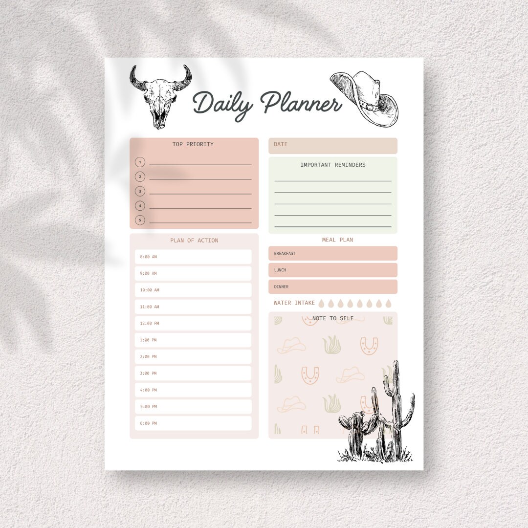 Western Daily Planner Printable - Etsy