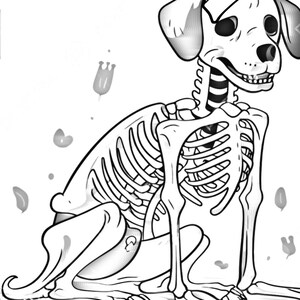 Creepy Cute Gothic Skeleton Dogs Coloring Pages - Etsy