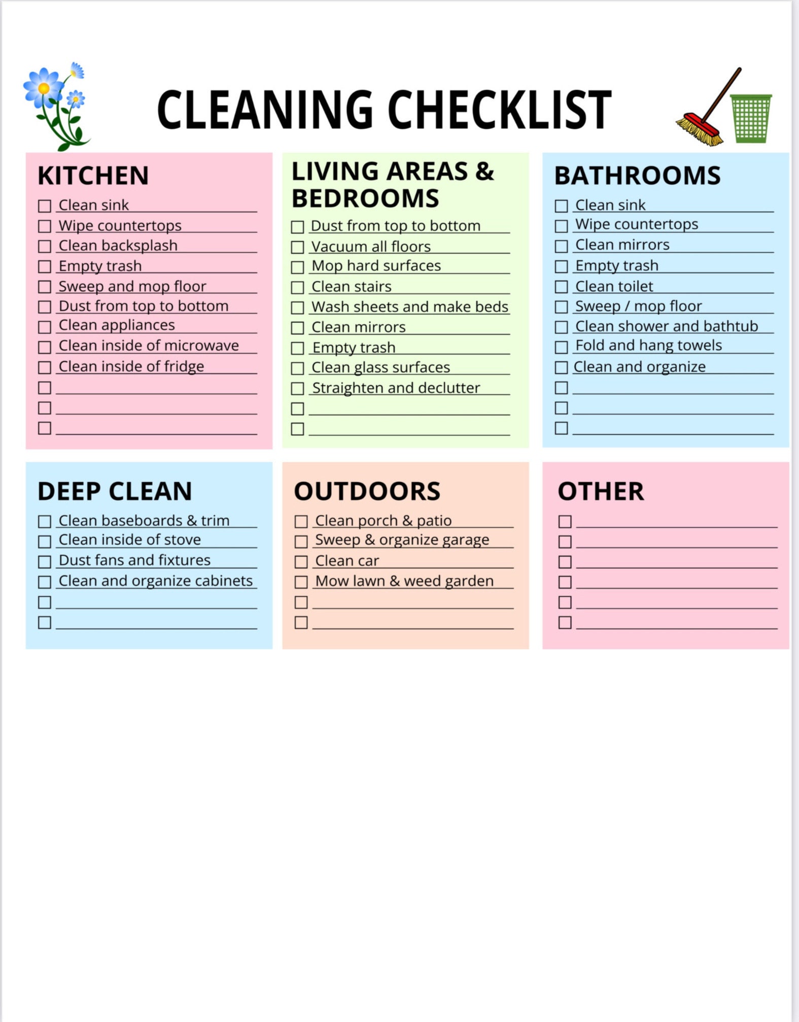 Printable Cleaning Checklists - Etsy Canada