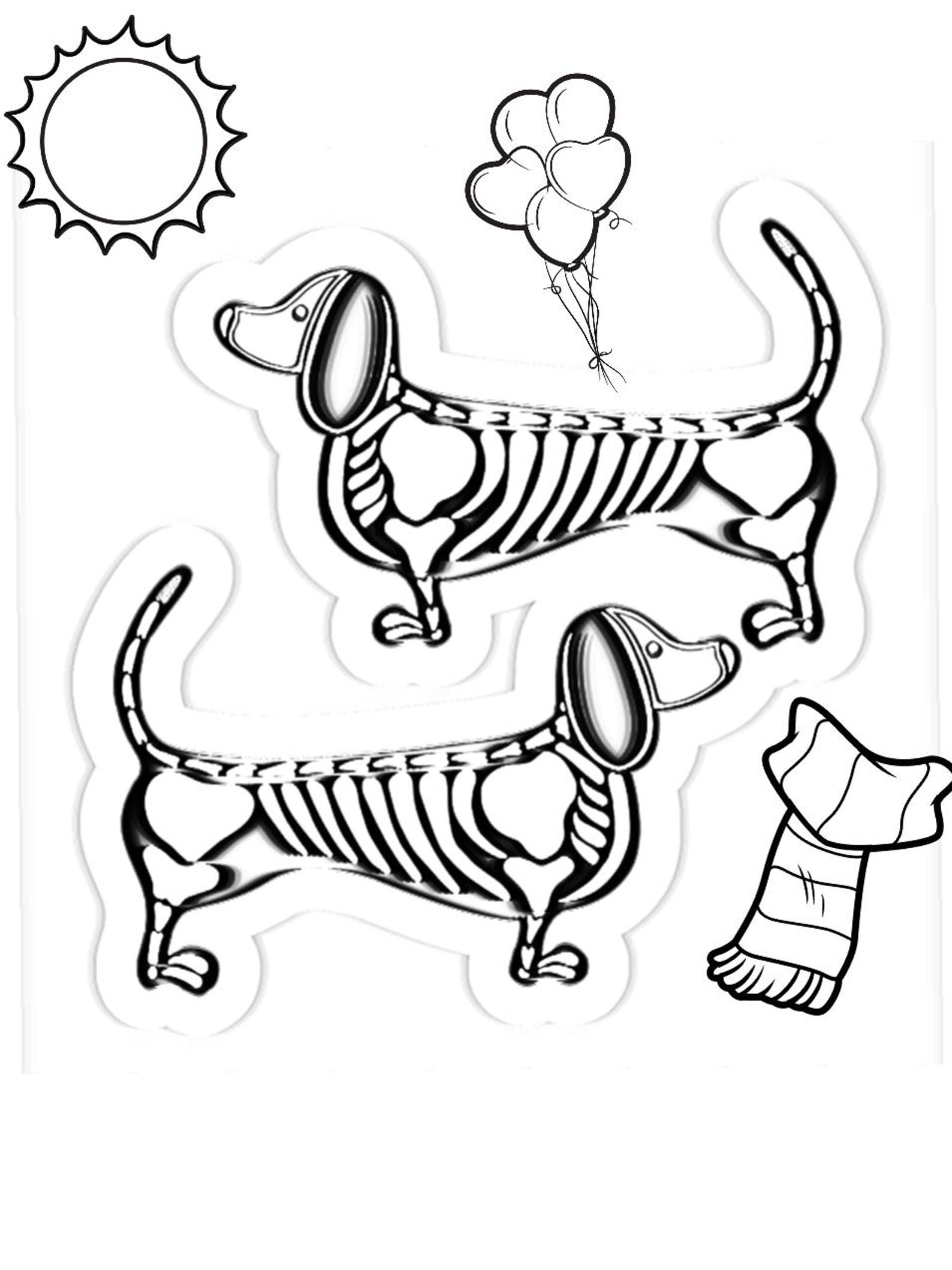 Creepy Cute Gothic Skeleton Dogs Coloring Pages - Etsy