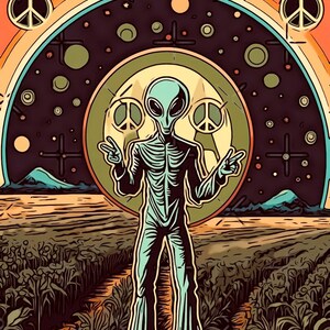 Retro Alien Art Digital Download Printable Posters - Etsy