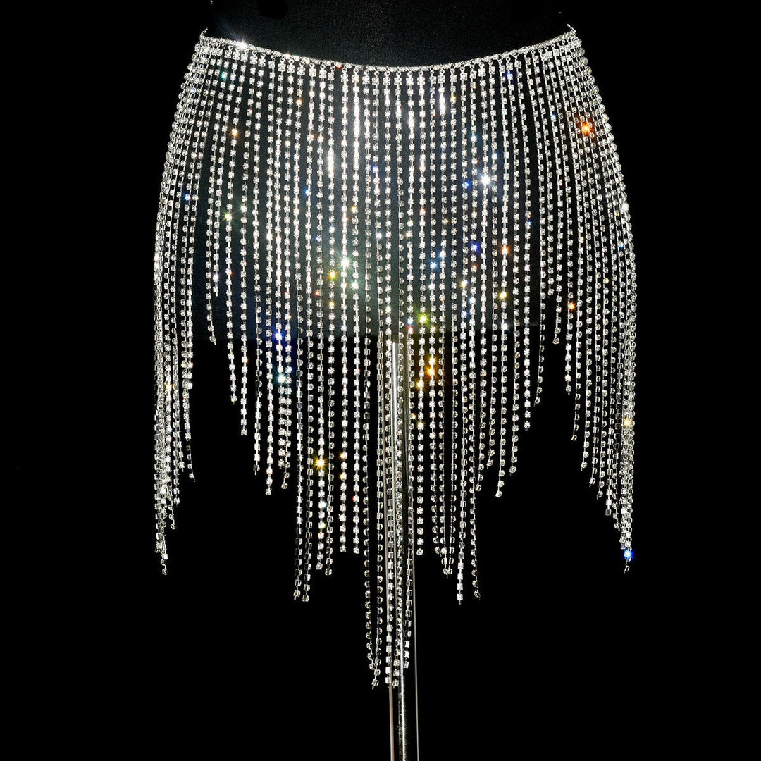 Body Chain Mini Dress Crystal Shine Nightclub Out Wedding Dance - Etsy