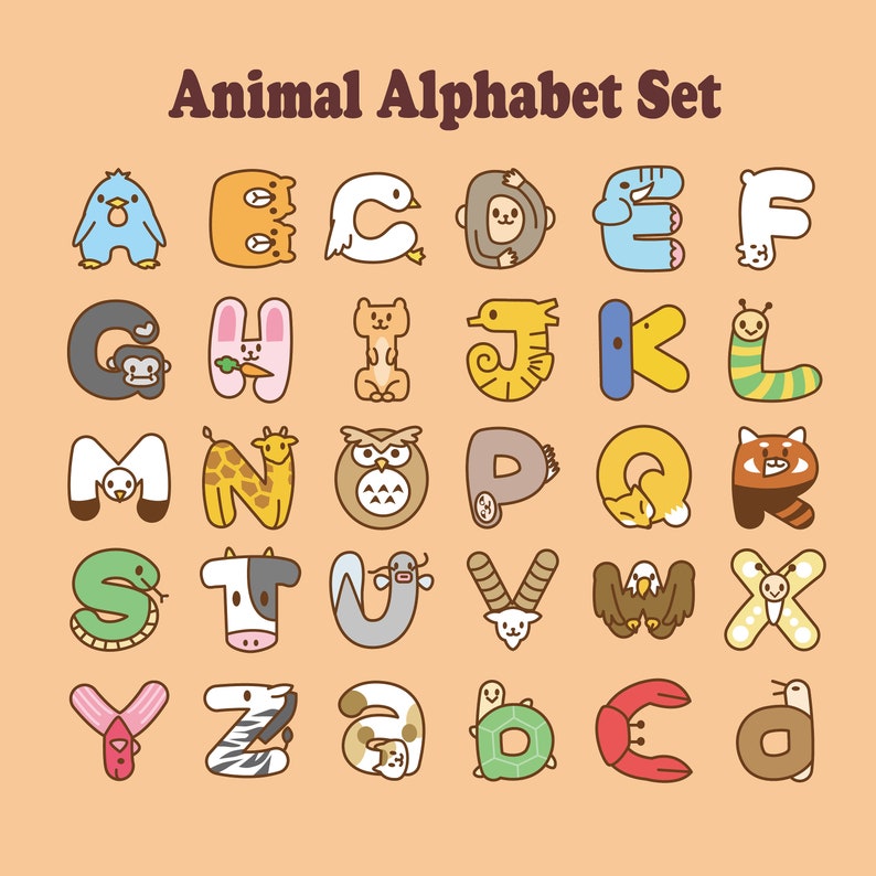 Animal Alphabet Clipart SVG Bundle Educational Learning Resources ...