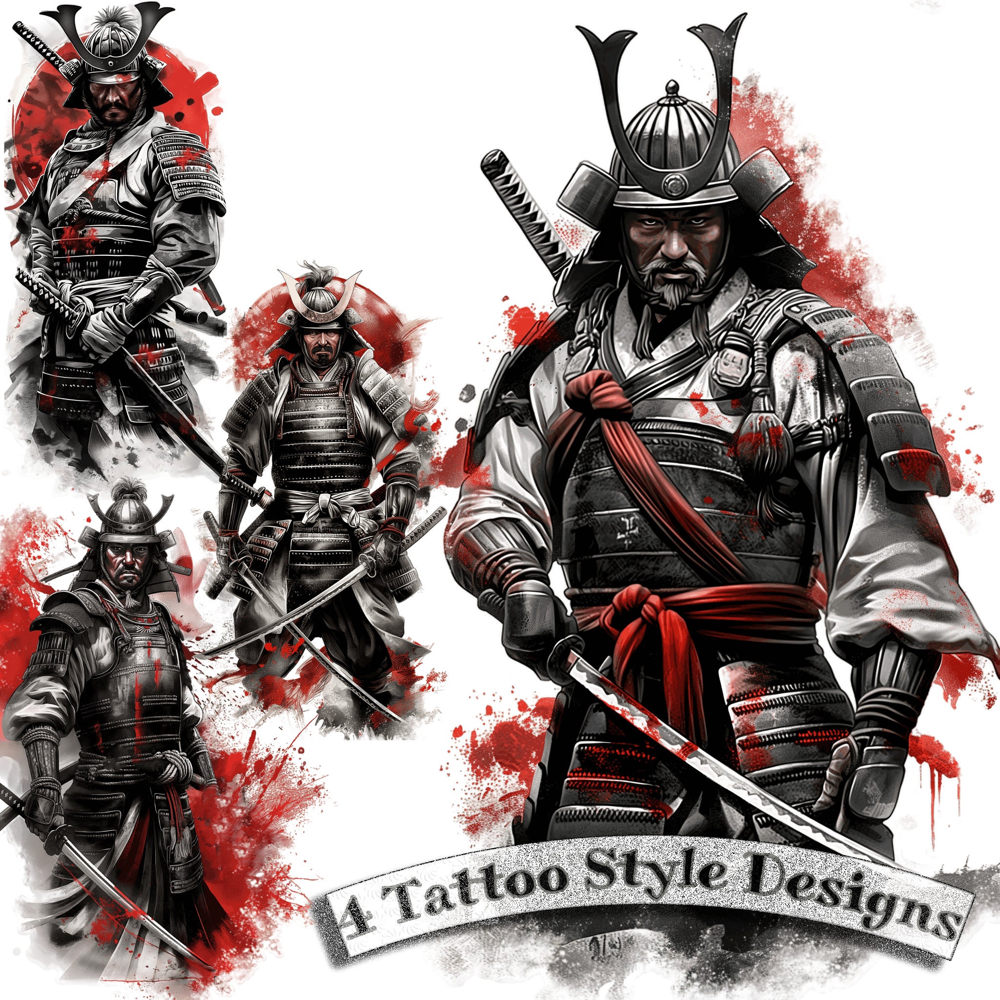 Samurai Tattoo Design, Digital Clipart, Samurai Clip Art, Tattoo ...